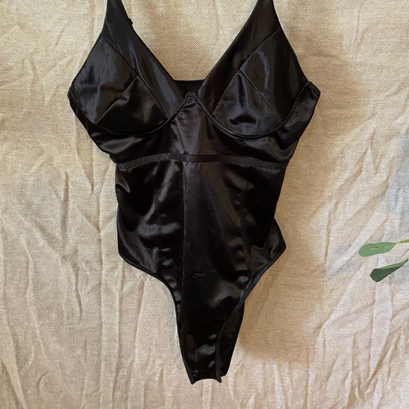 Amazon | Tops | Black Satin Spaghetti Strap Body Suit | Poshmark